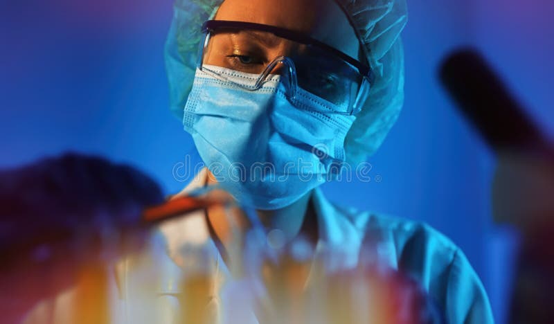 Female Scientist Working with Test Tubes Stock Photo - Image of care ...