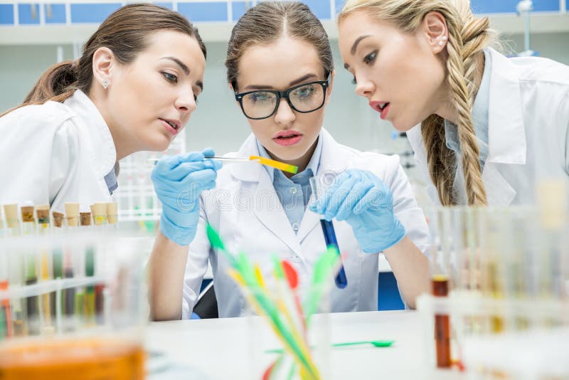 Female scientists in lab stock image. Image of test, tubes - 90100479