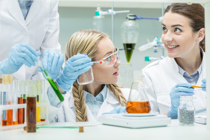 Female scientists in lab stock photo. Image of scientists - 90267126
