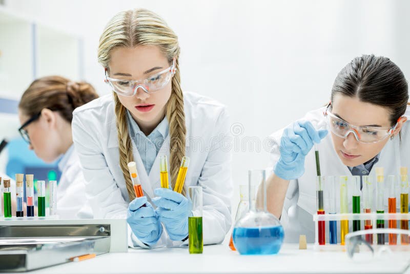 Female scientists in lab stock photo. Image of european - 90100390
