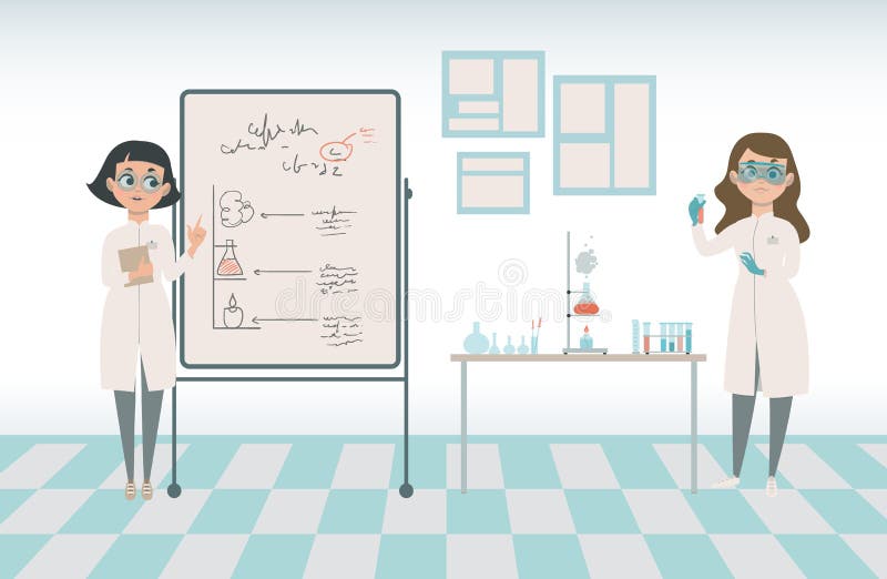 Female Scientists Making an Educational Presentation Stock Vector ...