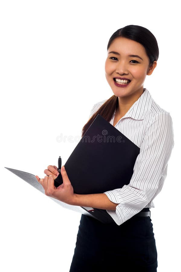 Female Secretary Making List of Appointments Stock Image - Image of ...