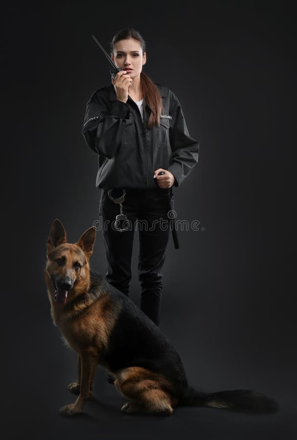 Female Security Guard With Dog Stock Image - Image of occupation, adult ...