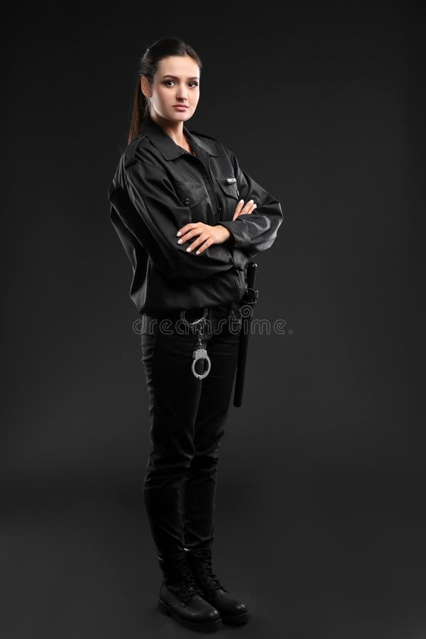 Female Security Guard with Portable Transmitter M Stock Photo - Image ...