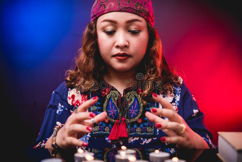 Female Seer Teller Doing Psychic Stock Photo - Image of paranormal ...