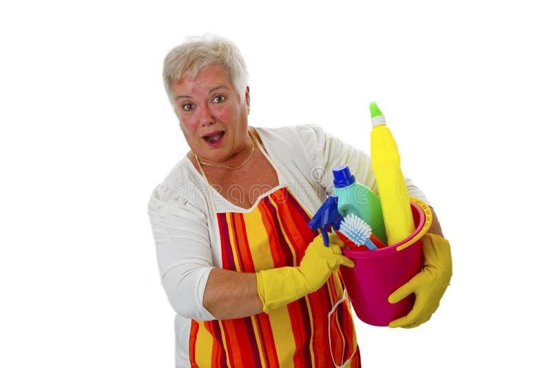 Crazy Cleaning Lady stock photo. Image of caucasian, mature - 10505292