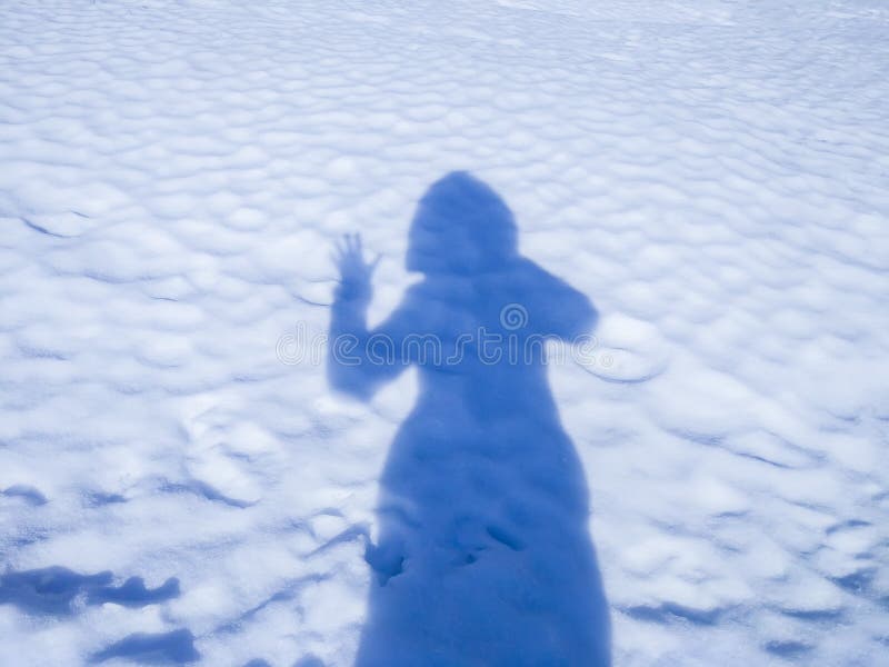 Female Shadow Waving Her Hand and Making Welcome Gesture on Snow ...