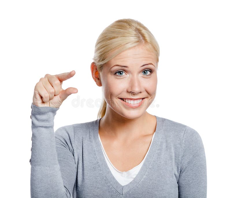 Female Showing Small Amount of Something Stock Image - Image of long ...