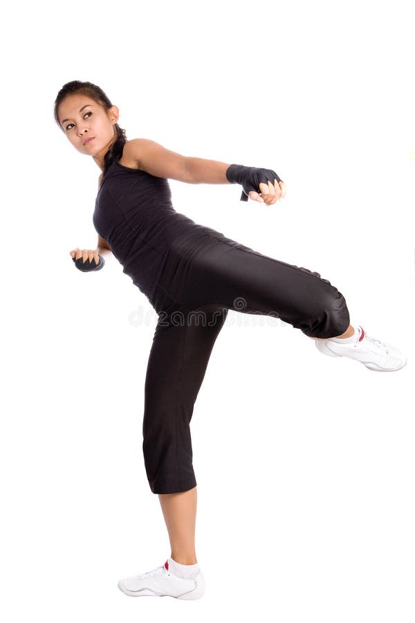 Female in Side Kick Position Stock Image - Image of lean, girl: 5295471
