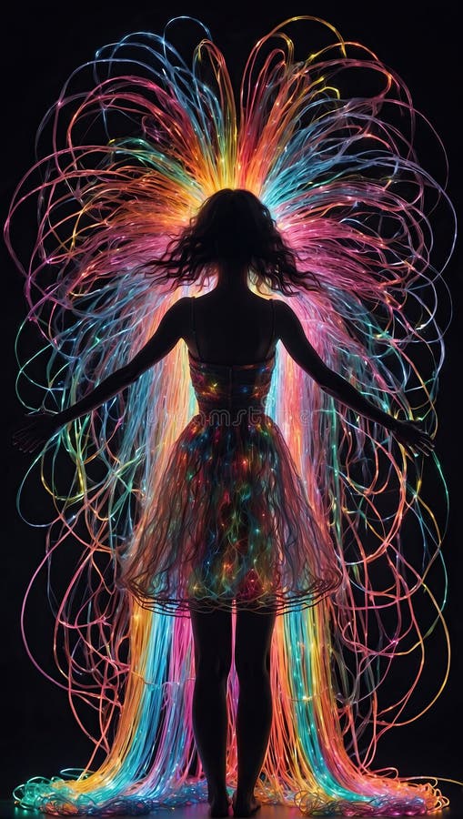 Female Silhouette Made of Colored Threads Stock Illustration ...