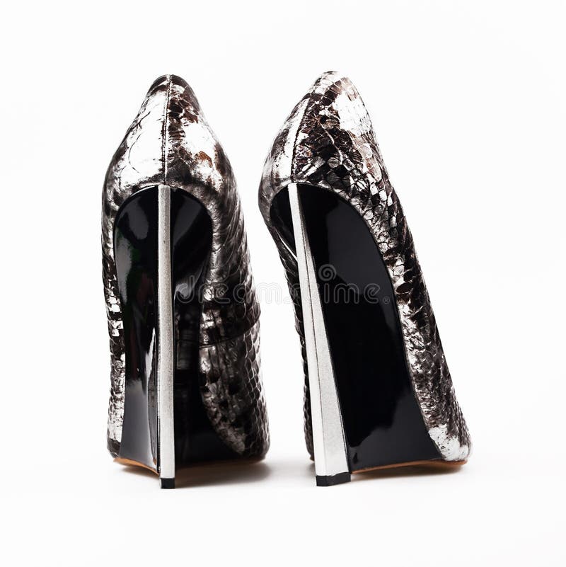 Female silver high heels stock photo. Image of item, fancy - 80534044