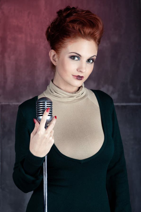 Female singer red dress stock photo. Image of hair, performance - 22127122