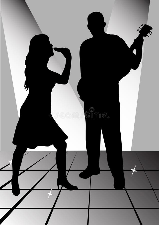 Lounge Singers in Silhouette Stock Vector - Illustration of retro ...
