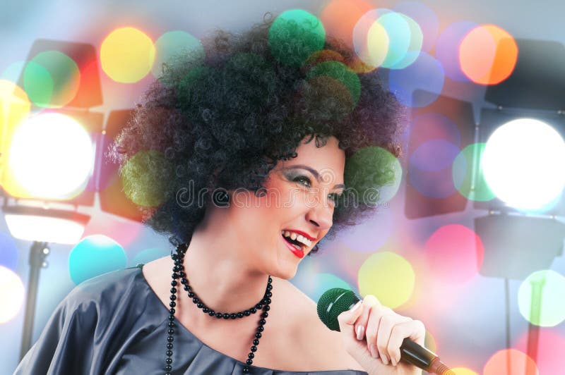 Female Singer in Karaoke Club Stock Photo - Image of facial, karaoke ...