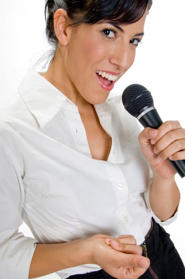 Female Singer with Microphone Stock Photo - Image of pose, female: 6654848