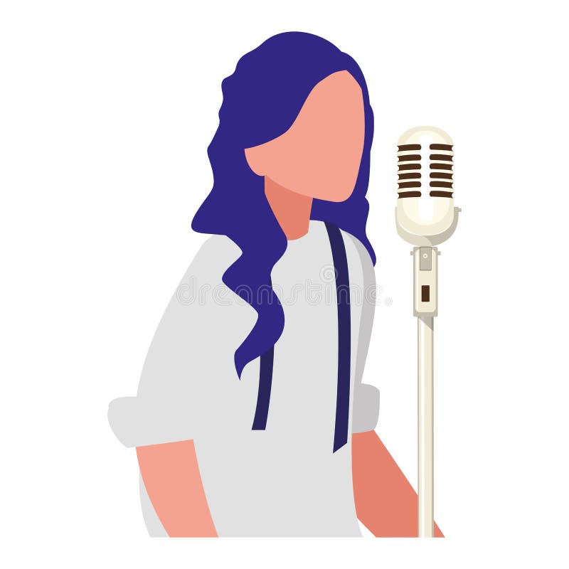 Female Singer with Microphone Character Stock Vector - Illustration of ...