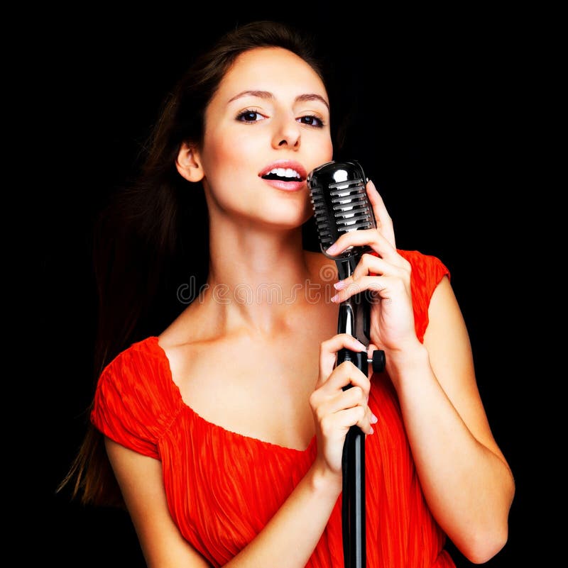 Female Singer Performing Live in a Concert Stock Image - Image of ...