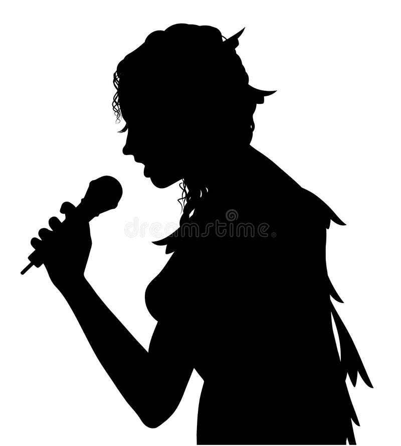 Female Rapper Singer Silhouette Isolated on White Background Stock ...