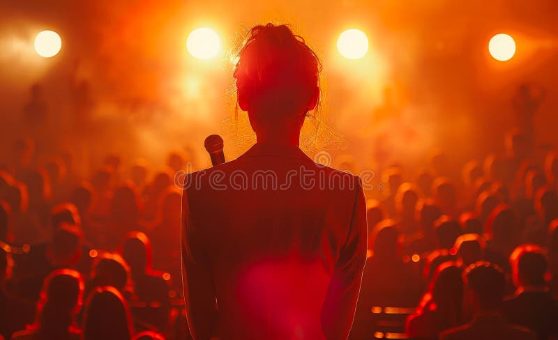 Female Singer on Stage in Front of Crowd Stock Image - Image of lights ...