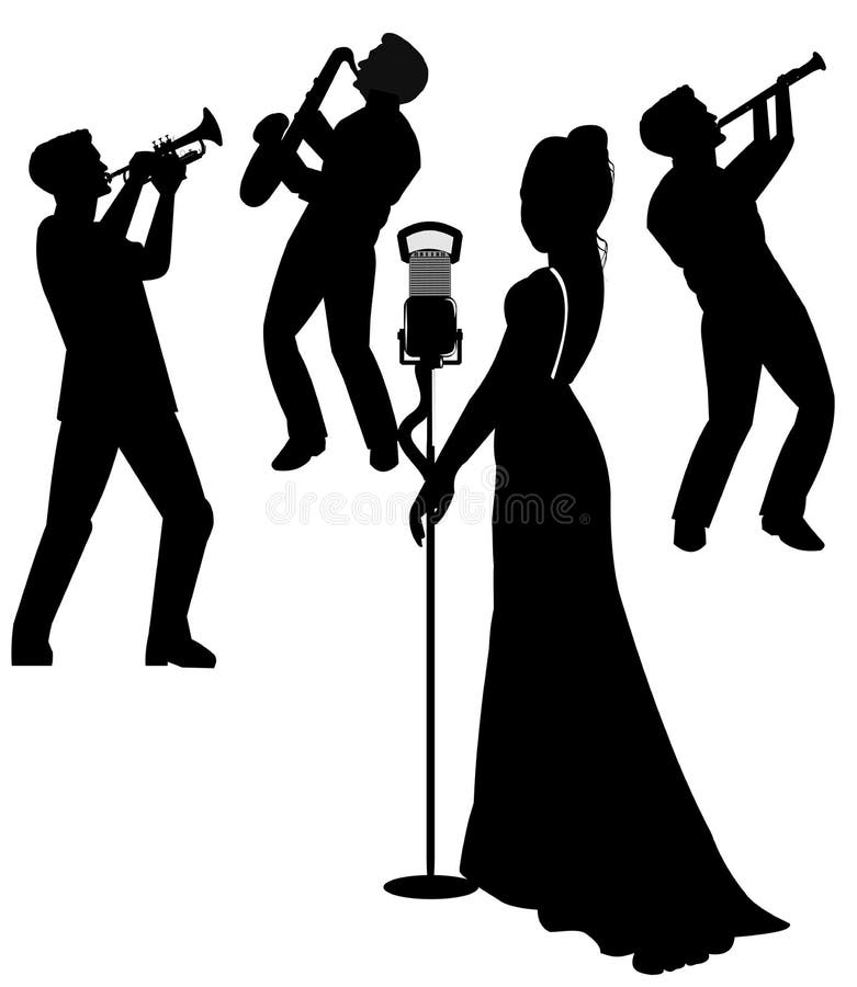 Lounge Singers in Silhouette Stock Vector - Illustration of retro ...