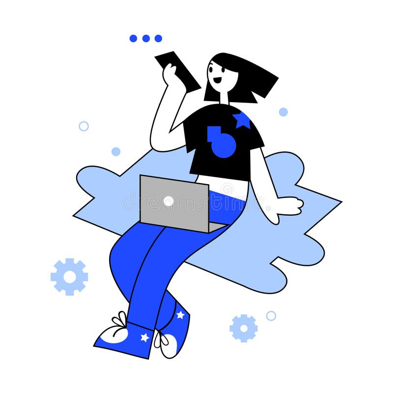 Girl Talking on Phone. Break and Rest at the Workplace Stock Vector ...