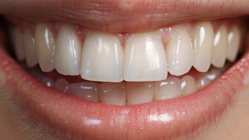 Female Smile with Beautiful White Straight Teeth Stock Illustration ...