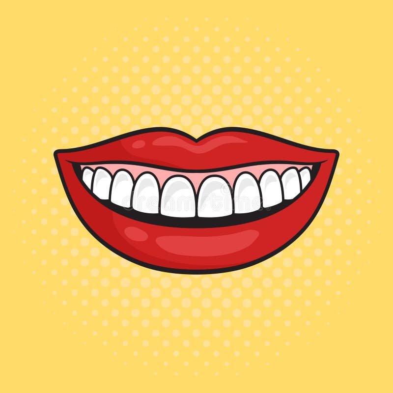 Female Smile Mouth Pinup Pop Art Vector Stock Vector Illustration Of