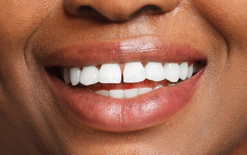 Female Smile with Natural White Teeth Closeup Stock Image - Image of ...