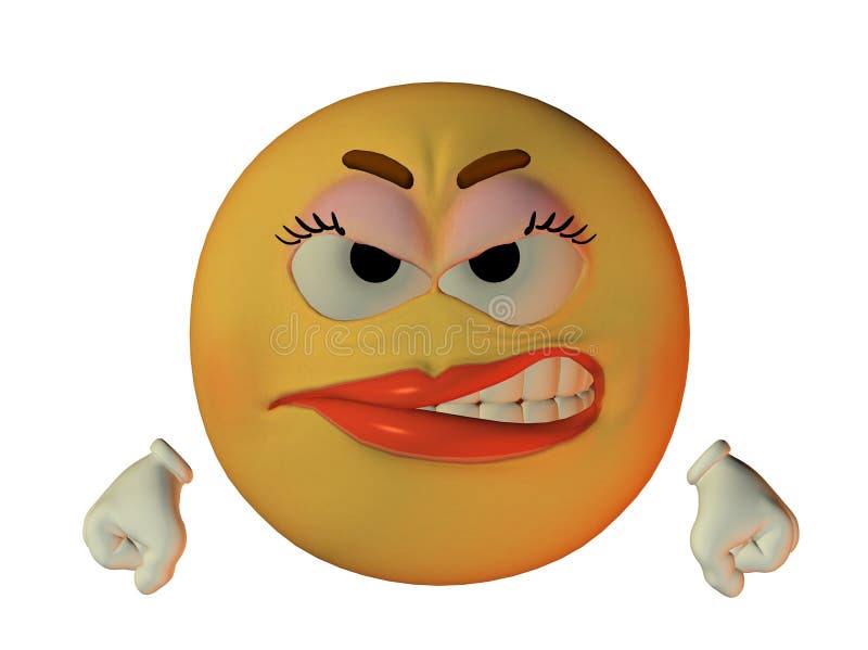 Female smilie angry stock illustration. Illustration of emotions - 8594843