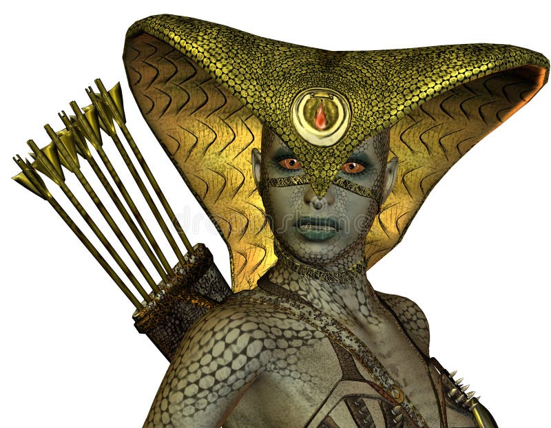 Female Snake Creature with Arrows Stock Illustration - Illustration of ...