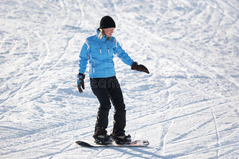 Female Snowboarder stock image. Image of extreme, sport - 60733393