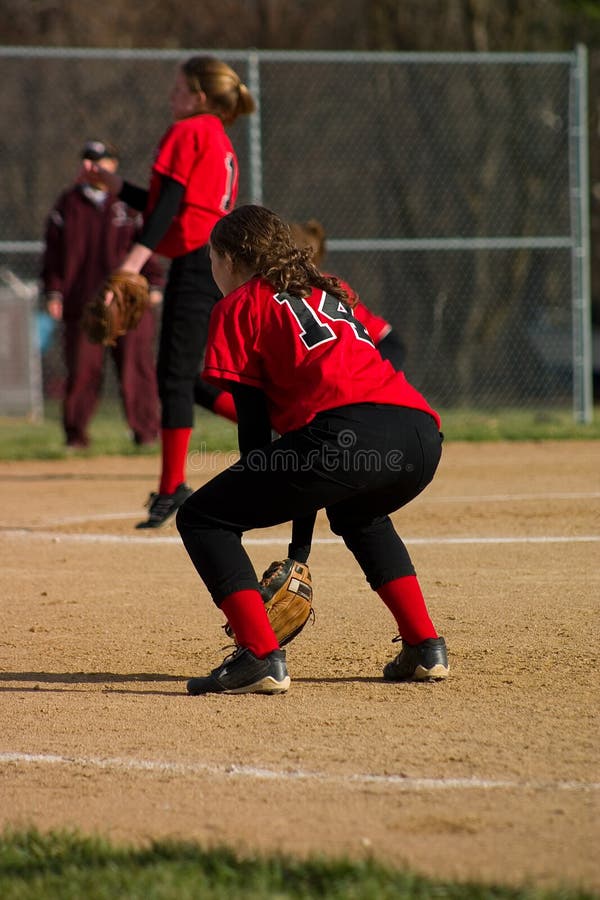 Softball Player Sliding into Home Plate Stock Image - Image of match ...