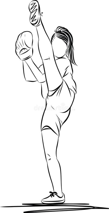 Female Softball Player, Fastpitch Softball Player Pitching Stock Vector ...