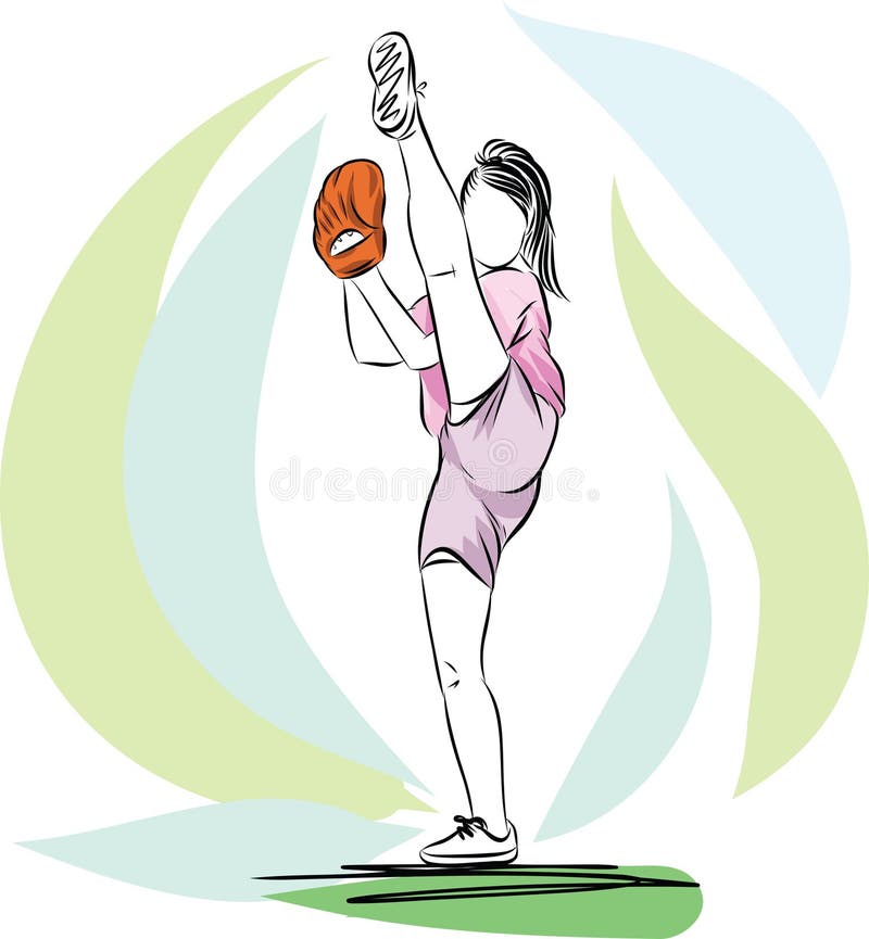 Female Softball Player, Fastpitch Softball Player Pitching Stock Vector ...