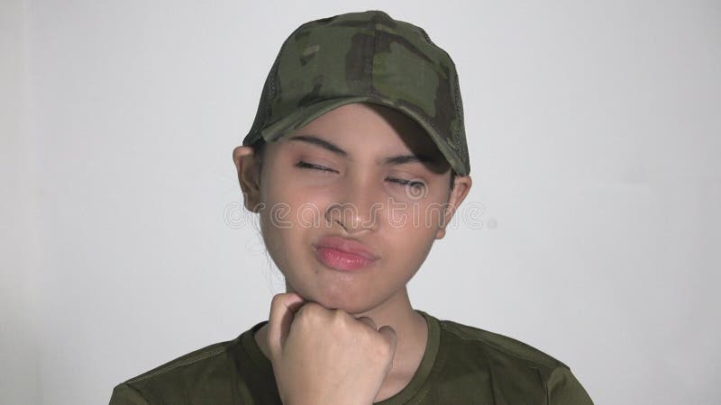 Female Soldier Thinking Having an Idea Stock Footage - Video of females ...