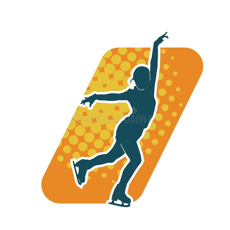 Silhouette of an Ice Skating Woman in Action Pose. Stock Vector ...