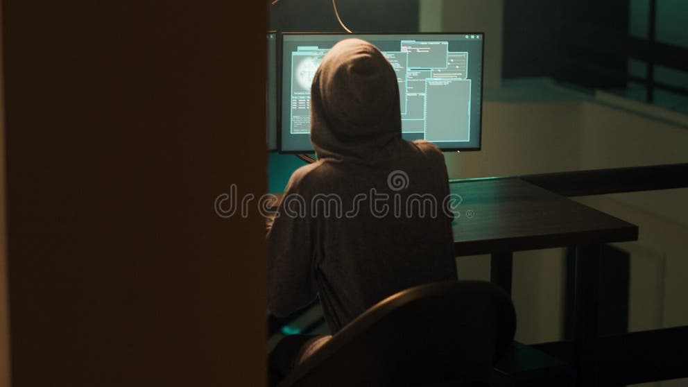 Female Spy Breaking into Computer Firewall To Hack System Stock Image ...