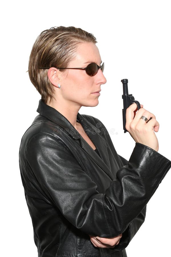 Female spy profile stock image. Image of cool, gunman, luger - 374023