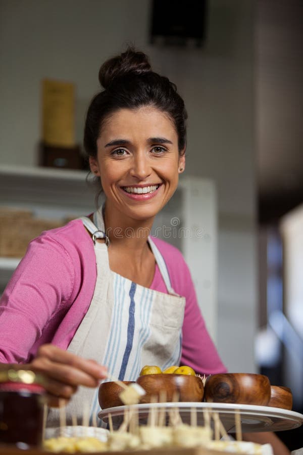 Female Staff Working at Counter in Market Stock Image - Image of people ...