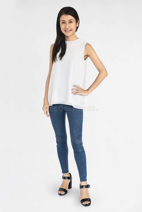 Female Standing Pose Studio Concept Stock Image - Image of joyful, look ...