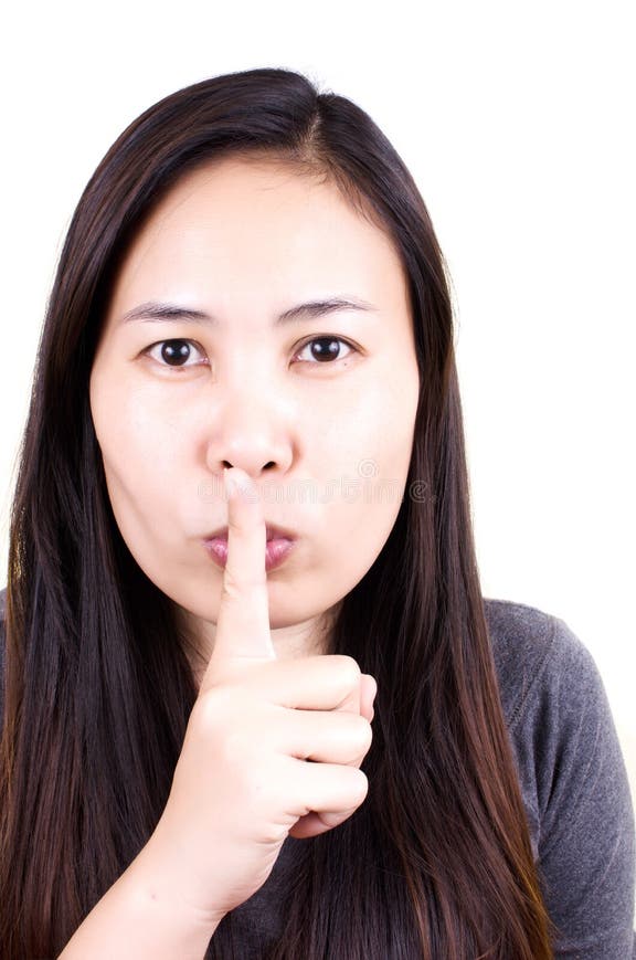 Female Stop Talk with Finger. Stock Image - Image of adult, brunette ...