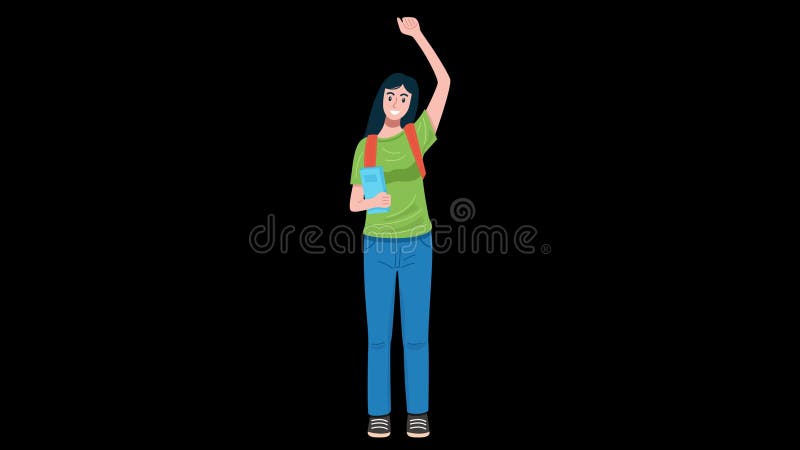 Female Student Asking a Question Animation Transparent Layer 4K Stock ...