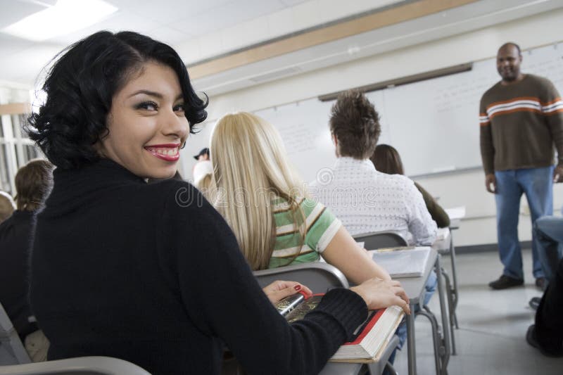 Female Student Attending Lecture Stock Photo - Image of happiness ...