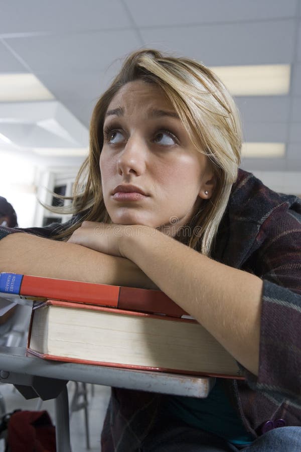 Female Student Bored in Class Stock Photo - Image of desk, lazy: 29648244