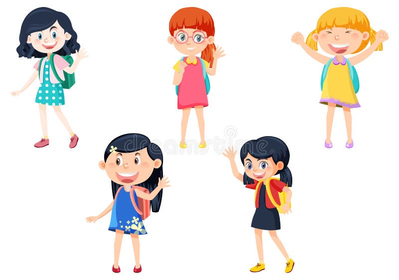 Female Student Cartoon Character with Backpack Stock Vector ...