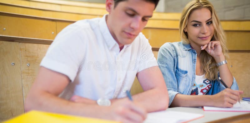 Female Student Cheating on Her Classmate Stock Image - Image of ...