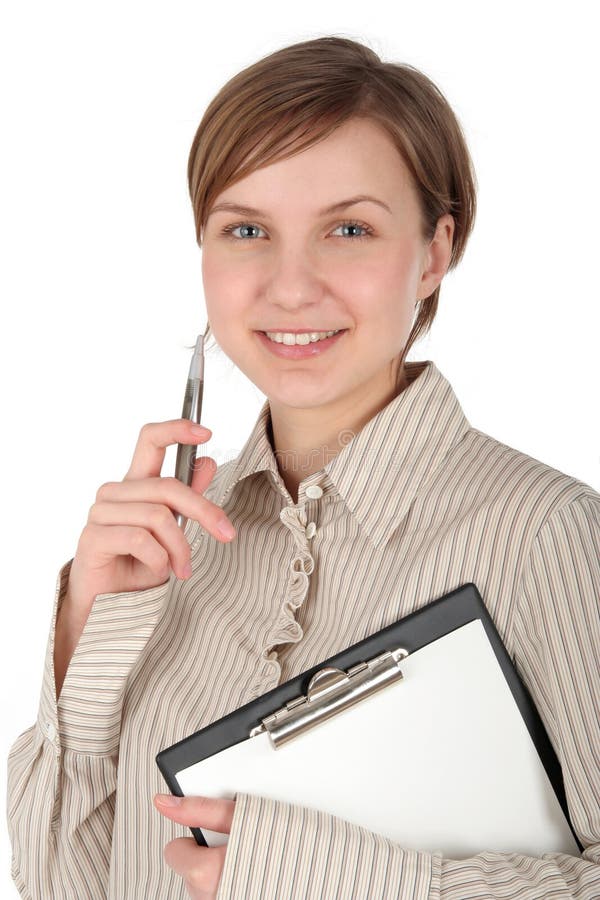 Female Student with Clipboard and Pen Stock Image - Image of lessons ...