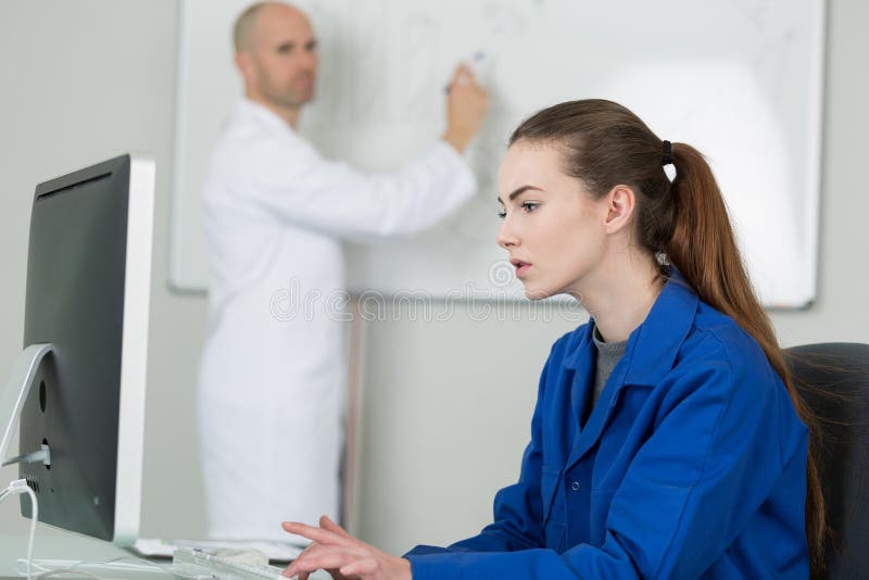 Female Student in Computer Class Stock Image - Image of smiling, person ...