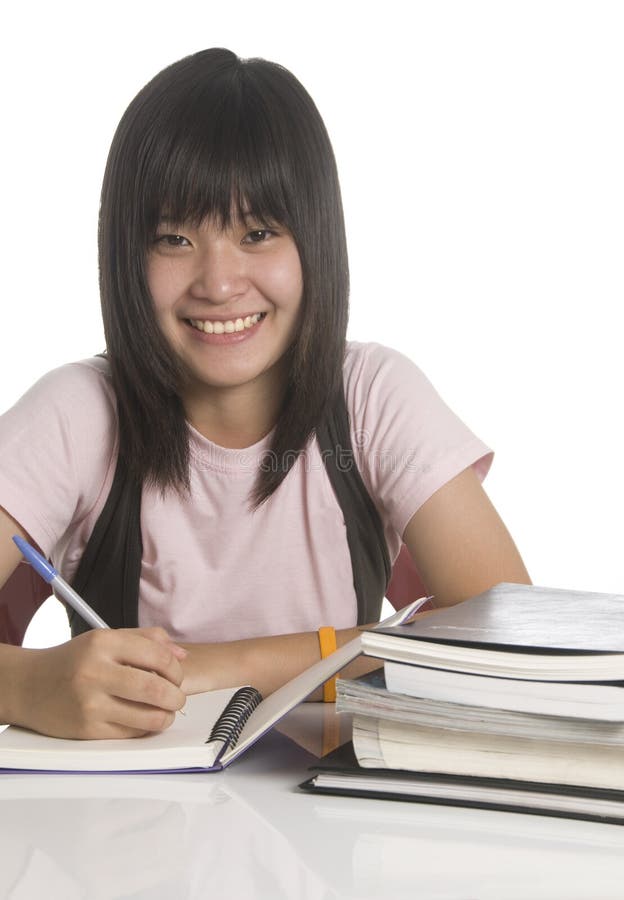 Female Student Doing Homework Stock Photo - Image of female, high: 8907938