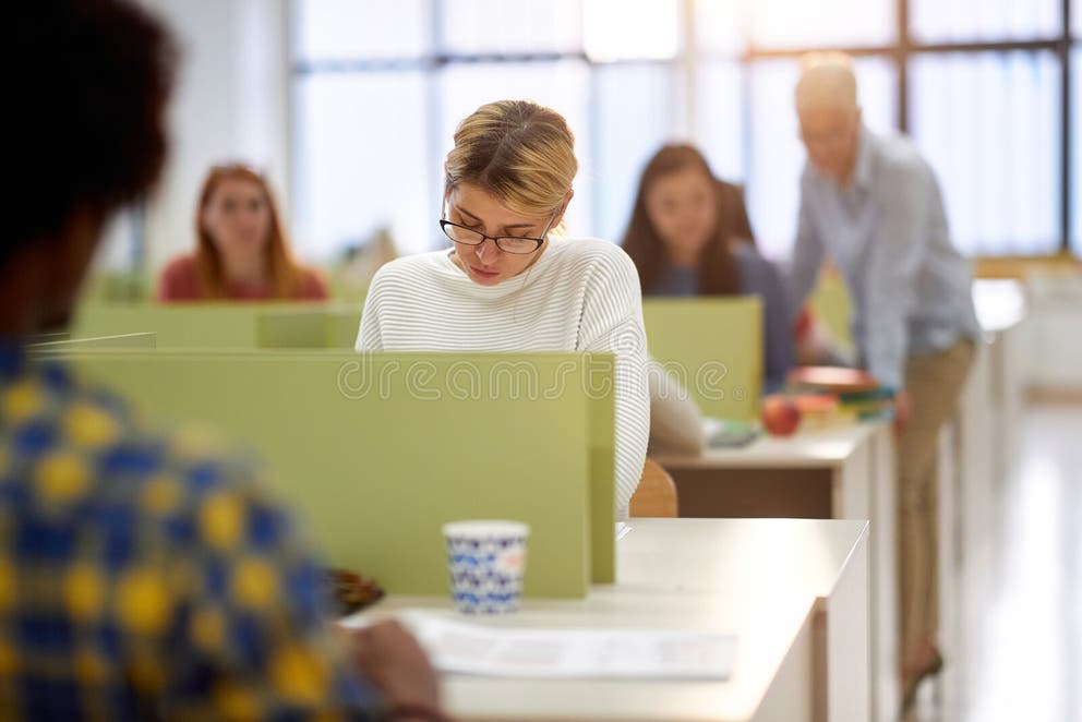 Female Student Focused on the Lesson at a Lecture Stock Photo - Image ...